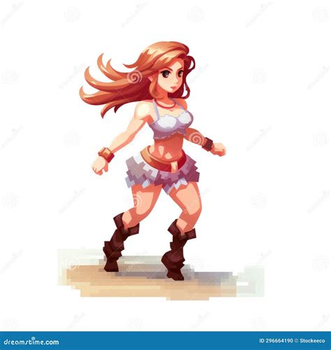 3d Pixel Art Troubadour Style Mia In White Shorts Royalty Free Stock