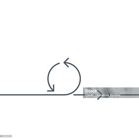 하나의 라인 원 화살표 로고 디자인 새로 고침 또는 동기화 개념 편집 가능한 스트로크입니다 흰색 배경에 격리된 스톡 벡터 그림입니다 0명에 대한 스톡 벡터 아트 및 기타