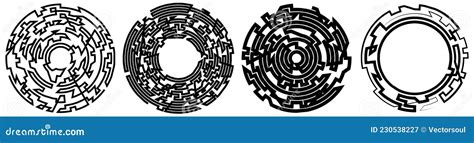 Geometric Random Circular Element Abstract Angular Circle Shape Stock