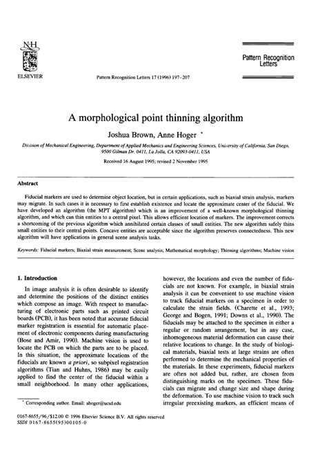 Pdf A Morphological Point Thinning Algorithm