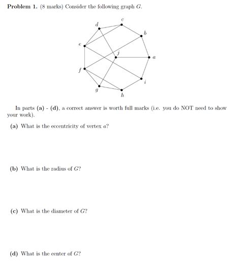 Solved Problem 1 8 Marks Consider The Following Graph G