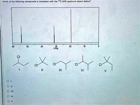 Solved Which Of The Following Compounds Consistent With The 13c Nmr Spectrum Shown Below