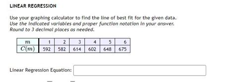 Solved Linear Regressionuse Your Graphing Calculator To Find
