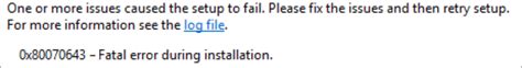How To Fix Windows Update Error 0x80070643 Problem Solved Minitool