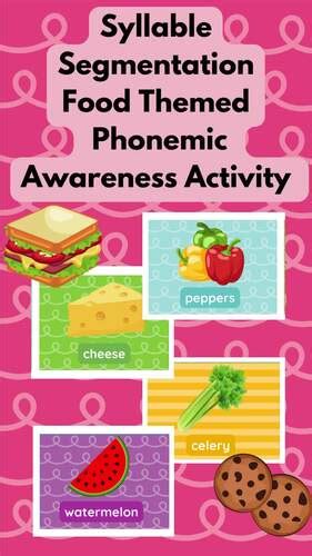 Syllable Segmentation Card Set Food Themed Phonemic Awareness Activity