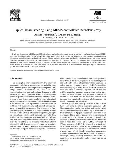 PDF Optical Beam Steering Using MEMS Controllable Microlens Array DOKUMEN TIPS