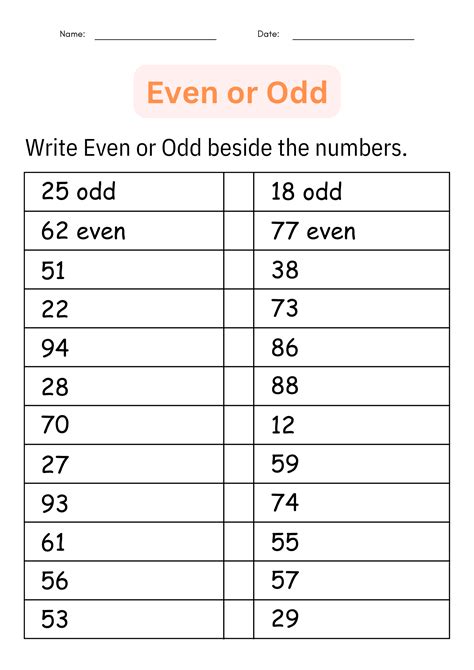 Printable Odd And Even Numbers Worksheet Odd And Even Digital For