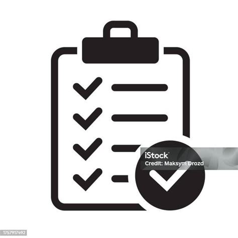 배경에 격리된 확인 표시 아이콘이 있는 클립보드 웹 사이트 및 앱 디자인에 대한 체크리스트 기호입니다 0명에 대한 스톡 벡터