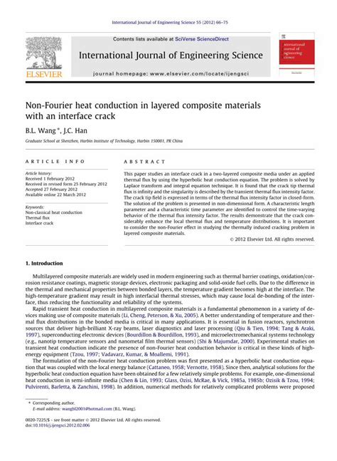 Pdf Non Fourier Heat Conduction In Layered Composite Materials With