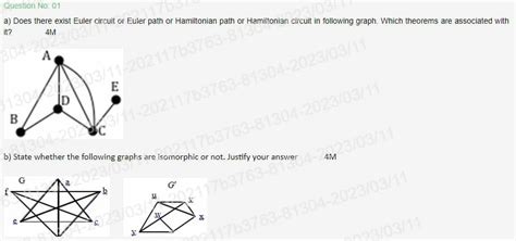 Solved A Does There Exist Euler Circuit Or Euler Path Or