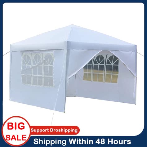 직각 접이식 창고 텐트 야외 피크닉 방수 캐노피 커버 그늘 쉼터 휴대용 텐트 파빌리온 2 문 창문 Aliexpress