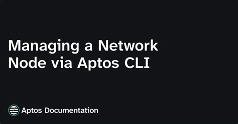Managing A Network Node Via Aptos Cli Aptos Documentation