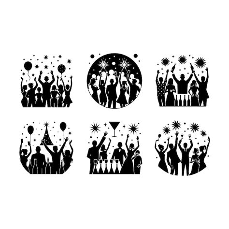 New Years Eve Party Generative Ai Vector And Linocut Silhouette Design Premium Ai Generated Vector
