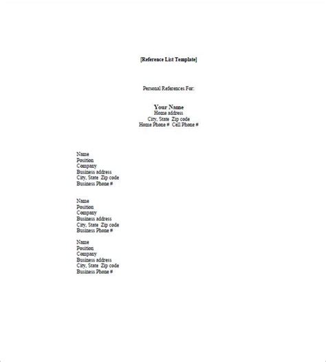 Reference List Templates 23 Free Xlsx Docs PDF Formats Samples
