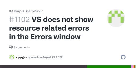 Vs Does Not Show Resource Related Errors In The Errors Window · Issue