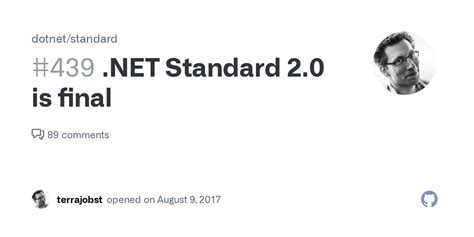 Net Standard 2 0 Is Final · Issue 439 · Dotnet Standard · Github