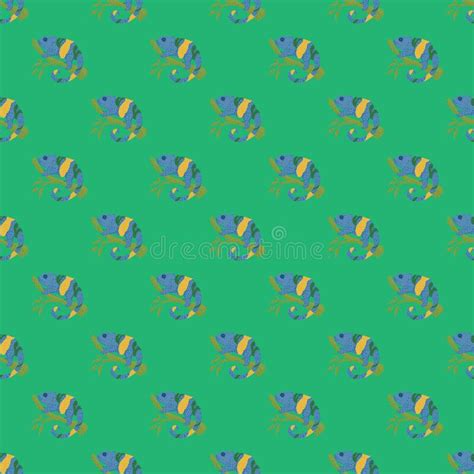 Chameleon Seamless Pattern Background Of Tropical Lizard Stock Vector Illustration Of