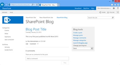 How To Publish A Sharepoint Blog Article Via Microsoft Word 2013
