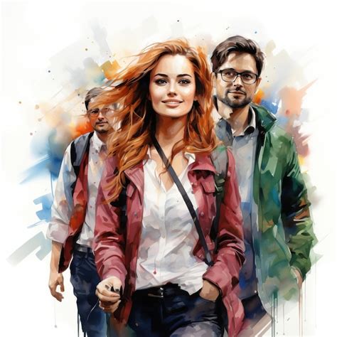 수채 터 백색 배경에 있는 사람들 터 프리미엄 Ai 생성 벡터