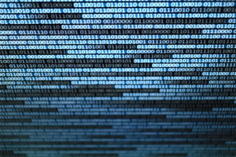 Blue Led Display Screen Showing One And Zero Number Binary Code Data Internet Information