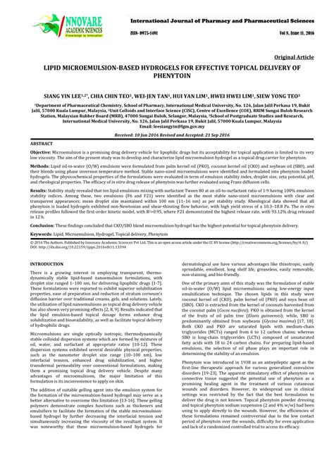 Pdf Lipid Microemulsion Based Hydrogels For Effective Topical Delivery Of Phenytoin