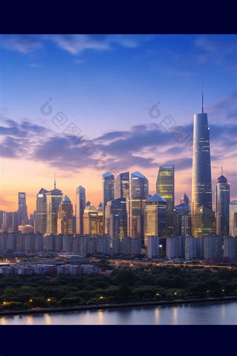 高角度城市天际线图片 包图网