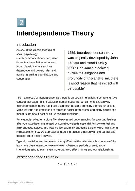 Psyc3002 Interdependence Theory Interdependence Theory 1 ± Interdependence Theory Introduction