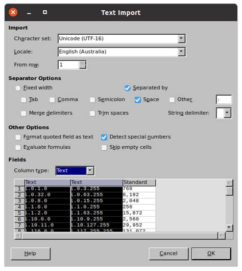 how to display in a cell english ask libreoffice