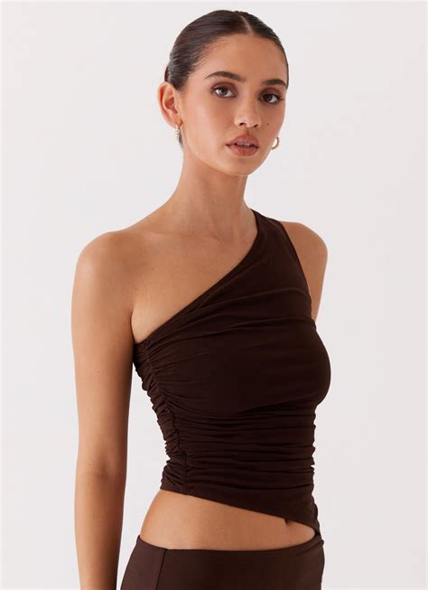 Seranella One Shoulder Maxi Dress Chocolate Peppermayo Us