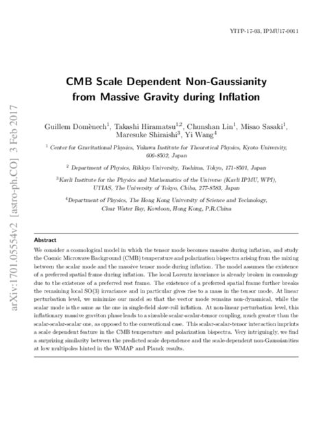 Pdf Cmb Scale Dependent Non Gaussianity From Massive Gravity During