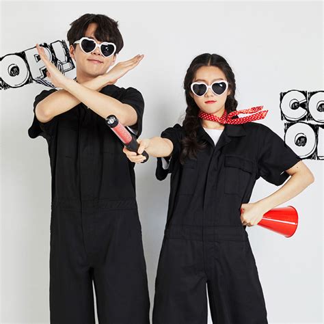 블랙 점프수트 반팔 긴바지 반티