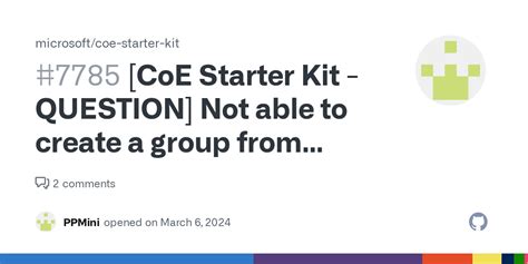 Coe Starter Kit Question Not Able To Create A Group From Setup