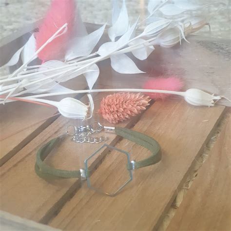 Bracelet Suédine Acier Octogonal Bulle De Créateurs