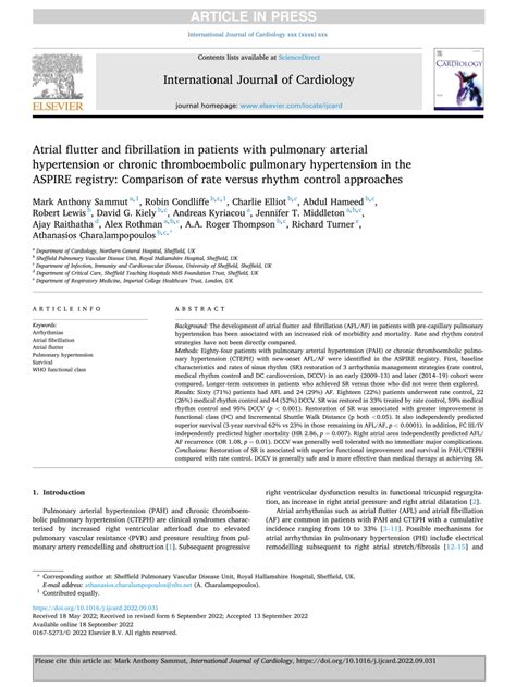 Pdf Atrial Flutter And Fibrillation In Patients With Pulmonary Arterial Hypertension Or