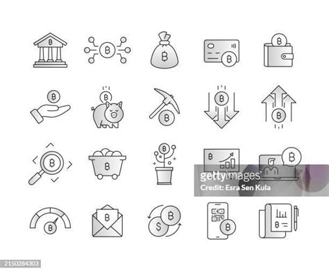 Bitcoin And Blockchain Gradient Filled Line Icon Set With Editable Stroke High Res Vector