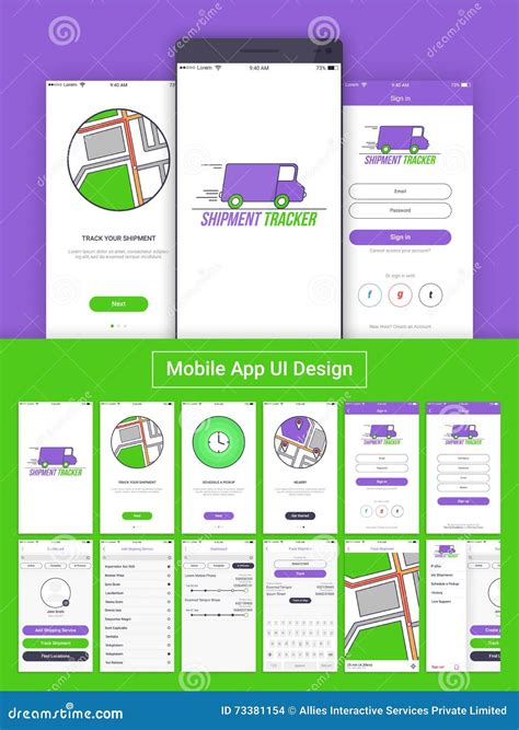 Shipment Tracker Mobile App Ui Ux And Gui Stock Illustration