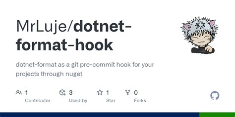 github mrluje dotnet format hook dotnet format as a git pre commit