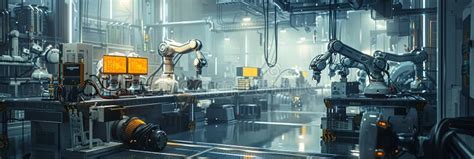 A Futuristic Manufacturing Plant Showcasing Automated Systems Robotic Arms And Ai Driven