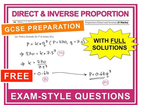 Gcse 9 1 Exam Question Practice Direct Inverse Proportion