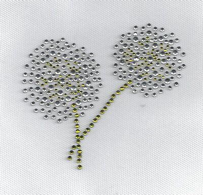 Dandelion Flower Rhinestone Design Bling Iron On Transfer Hot Fix Motif