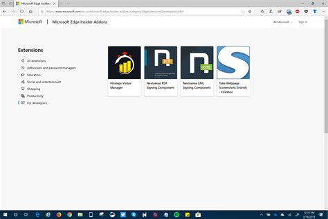 Microsoft Edge Insiders Addons Page Appears