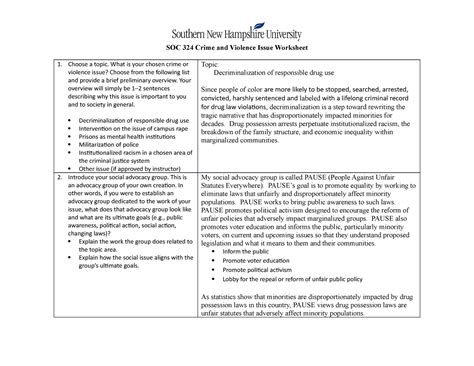 Soc 324 Crime And Violence Issue Worksheet Soc 324 Crime And Violence Issue Worksheet Choose A