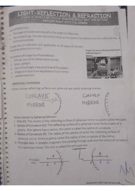 Solution Light Reflection And Refraction Notes Class 10th Studypool