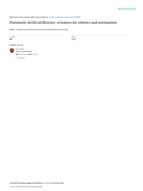 Pneumatic Artificial Muscles Actuators For Robotic Pdf Actuator Pressure