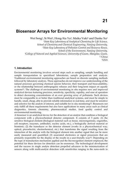 PDF Biosensor Arrays For Environmental Monitoring