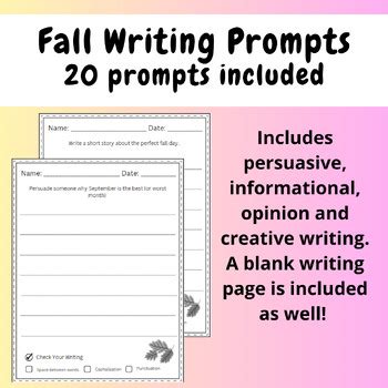 Fall Writing Prompts 20 Prompts Included By Hannah Wegleitner TPT