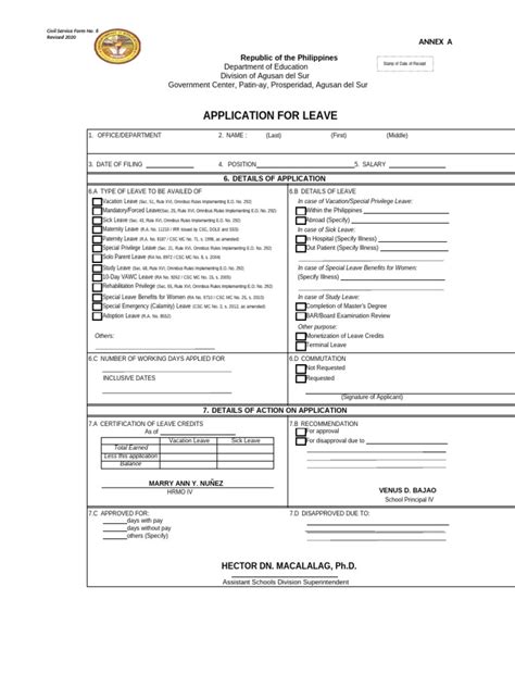 Cs Form 6 Leave Form Pdf