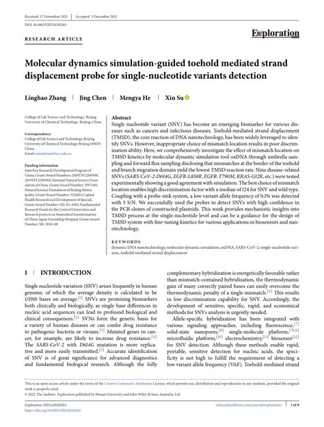 Pdf Molecular Dynamics Simulation‐guided Toehold Mediated Strand