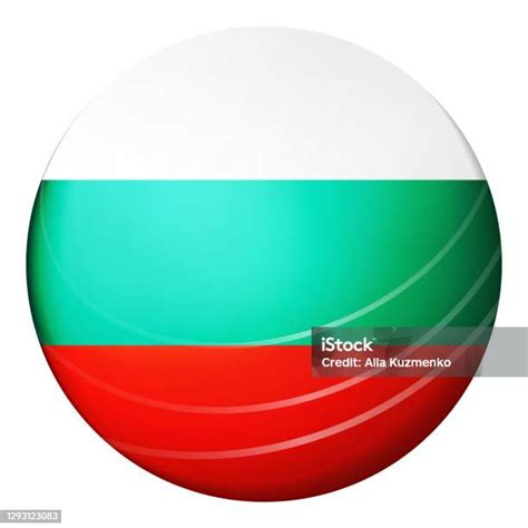 불가리아의 국기와 유리 빛 공 둥근 구 템플릿 아이콘 불가리아 국가 상징 흰색 배경에 강조 표시된 광택 사실적 공 3d 추상 벡터 일러스트레이션 큰 거품 3차원 형태에 대한
