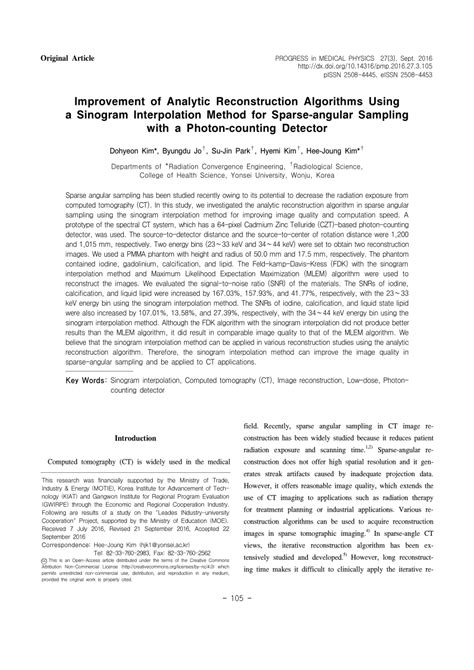 Pdf Improvement Of Analytic Reconstruction Algorithms Using A Sinogram Interpolation Method